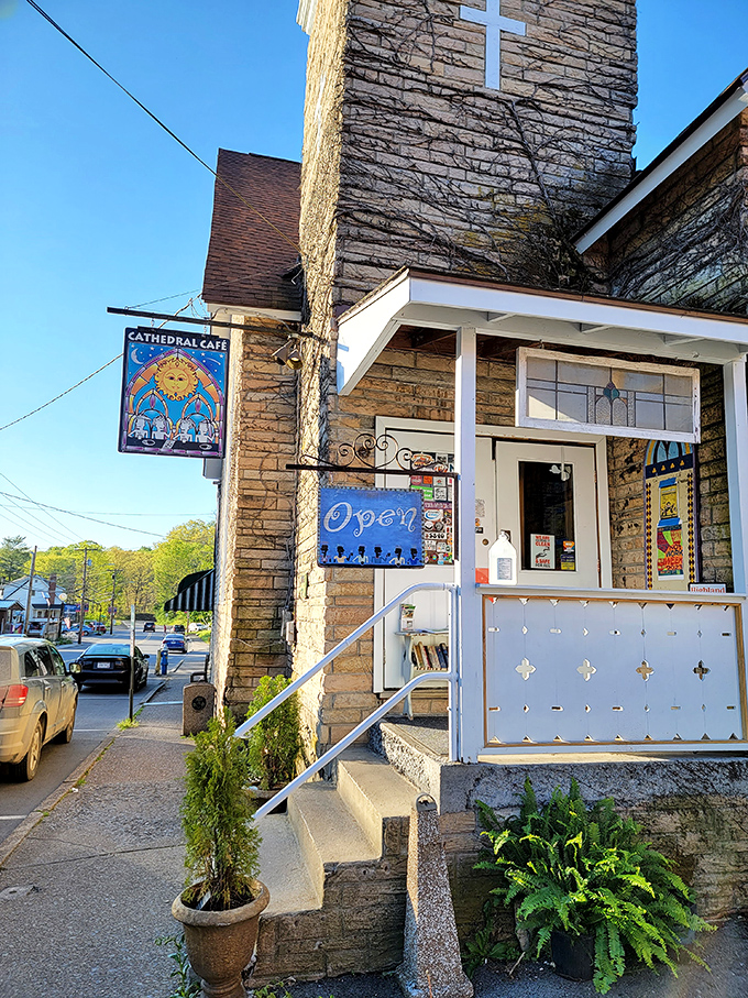 The holy grail of breakfast spots! Cathedral Cafe's stone exterior and church steeple promise a dining experience that's nothing short of divine.