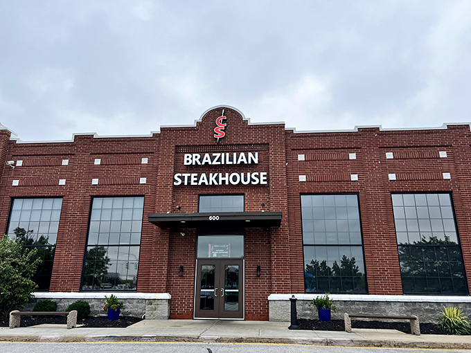 The brick facade of CS Brazilian Steakhouse stands like a carnivore's embassy on Delaware soil—promising diplomatic relations between your appetite and Brazil's finest culinary traditions.