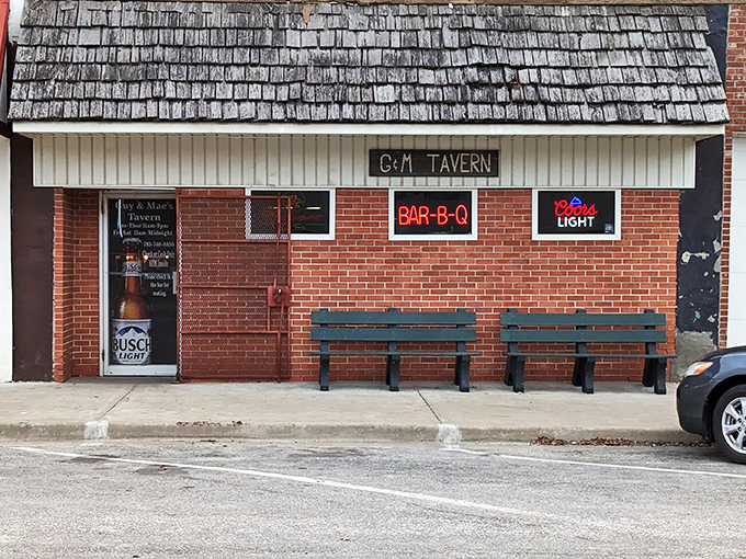 The unassuming brick exterior of Guy & Mae's Tavern stands like a barbecue beacon in tiny Williamsburg, Kansas.