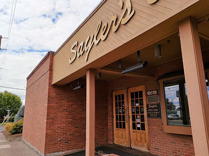 The iconic yellow facade of Sayler's welcomes hungry Oregonians like an old friend who happens to know how to grill a perfect steak.