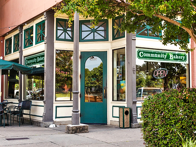 The pink and teal cornerstone of Little Rock's bakery scene beckons like a sugary lighthouse, complete with sidewalk seating for prime people-watching.