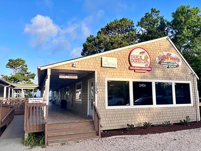 The unassuming coastal charm of Duck Donuts' original location belies the sugar-coated revolution happening inside. Beach vacation memories in building form.