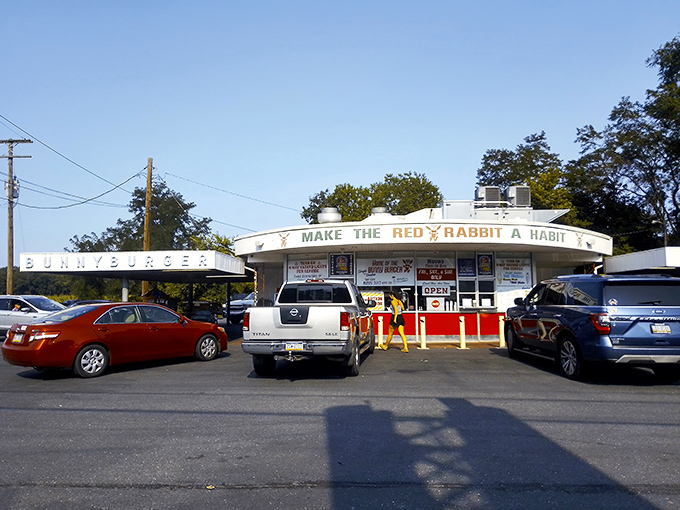 The time machine disguised as a drive-in restaurant. Red Rabbit's iconic "BUNNYBURGER" sign has been beckoning hungry travelers since 1964.