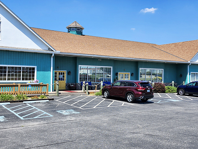 The turquoise facade of Bay City stands like a coastal mirage in Hanover, complete with cupola that seems to ask, "Ocean? What ocean? We don't need no stinking ocean!"