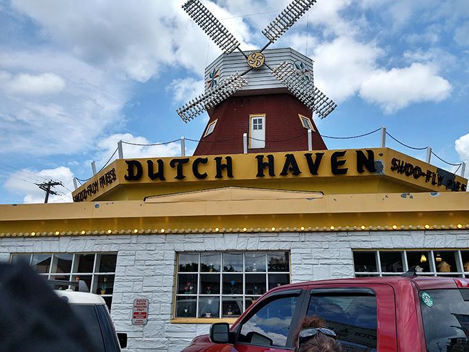 The windmill-topped wonderland of Dutch Haven stands proudly on Route 30, beckoning sweet-toothed travelers like a sugary lighthouse in a sea of asphalt.