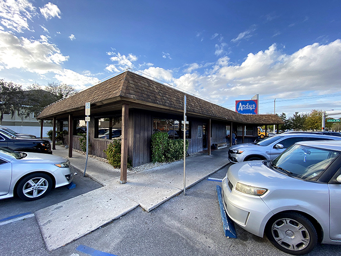 The unassuming exterior of Andy's Igloo stands like a time capsule in Winter Haven, promising comfort food treasures that no fancy façade could improve upon.