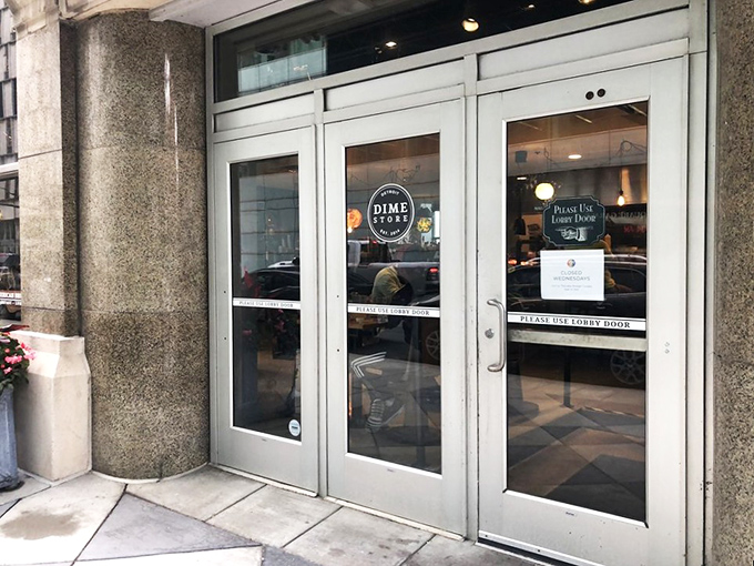 The unassuming storefront of Dime Store beckons from downtown Detroit, where flower boxes and large windows hint at the culinary treasures waiting inside.