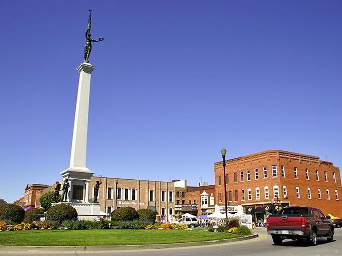 Angola's town square feels like stepping into a Norman Rockwell painting, complete with that impressive Civil War monument standing sentinel over daily life.