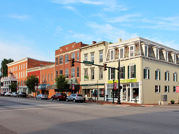 Lebanon's iconic Town Hall and clock tower stand sentinel over the historic district, a timeless landmark that's witnessed generations of treasure hunters and storytellers.