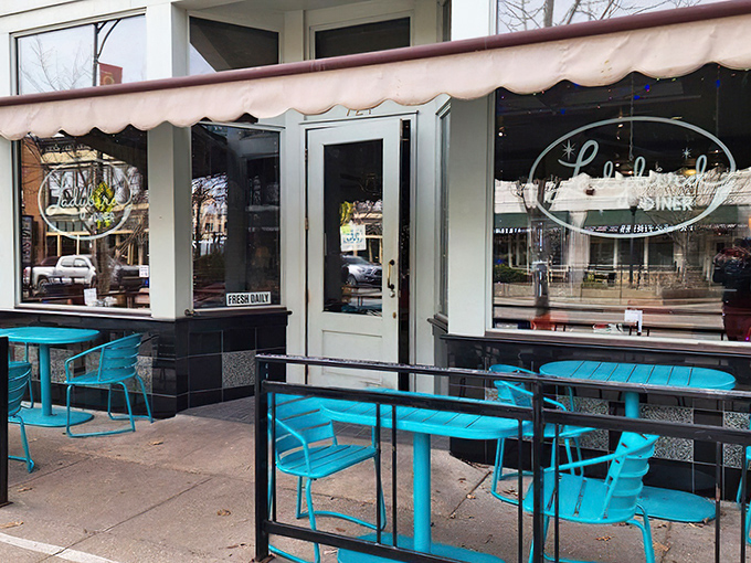 The turquoise chairs outside Ladybird Diner aren't just seating&mdash;they're an invitation to slow down and savor life one pancake at a time.