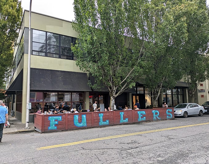 Fuller's iconic storefront beckons hungry Portlanders with its vintage neon "BREAKFAST" sign&mdash;a beacon of hope for morning hunger emergencies.
