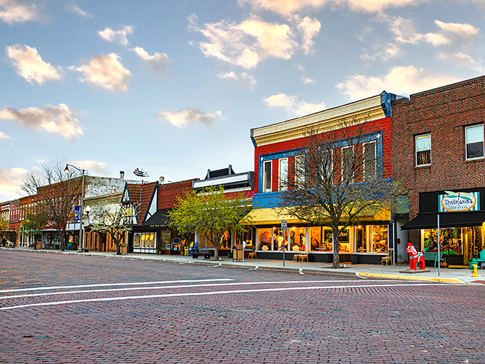 Downtown Lindsborg greets visitors with classic brick buildings, Swedish flags, and that small-town charm that makes you want to cancel your return flight.