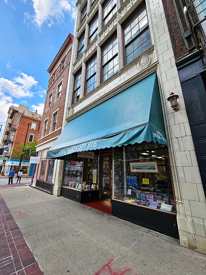 The iconic green awning of Ohio Book Store has been beckoning bibliophiles to this Cincinnati literary sanctuary since 1940. Literary paradise awaits!