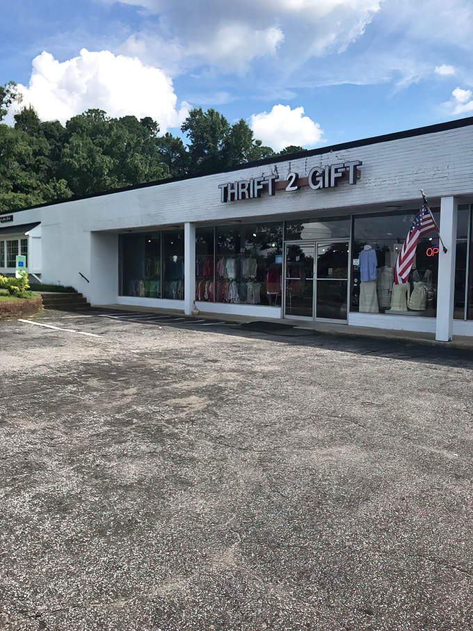 The unassuming white brick exterior of Thrift2Gift belies the wonderland of treasures waiting inside this Cary landmark.