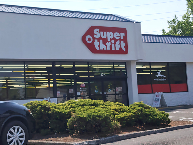 SuperThrift's welcoming exterior promises treasure hunting adventures within. The unassuming storefront hides a labyrinth of secondhand wonders waiting to be discovered.
