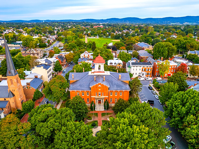 Frederick's historic courthouse stands proudly amid a sea of green, like a brick-red island in an emerald ocean of possibility.