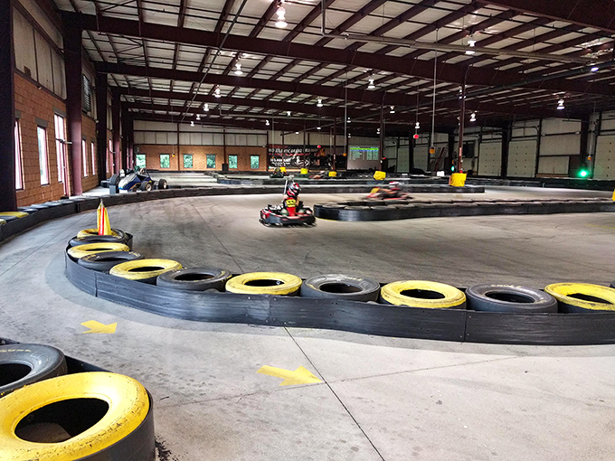 The racing arena at Xtreme Zone stretches before you like an asphalt canvas waiting for your masterpiece of speed and questionable turning decisions.