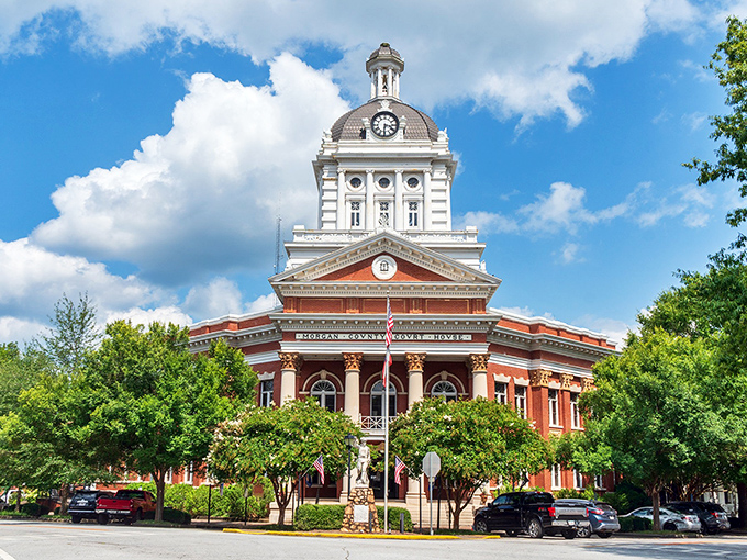 Madison's historic downtown looks like it was plucked from a movie set, with its vibrant red brick buildings standing proudly against Georgia's blue skies.