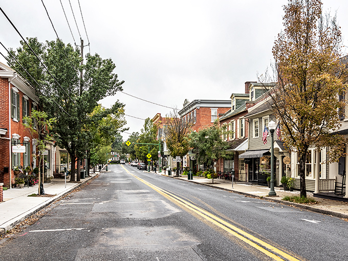 Main Street Lititz in autumn – where historic charm meets small-town perfection. Those trees aren't just showing off; they're setting the stage for your next favorite memory.
