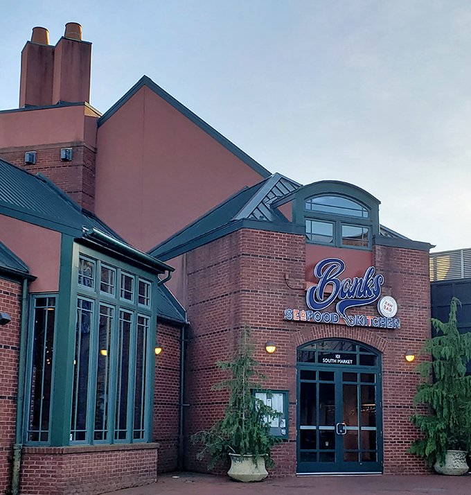 The brick façade and teal accents of Banks' Seafood Kitchen welcome you like an old friend who happens to have exceptional taste in architecture.
