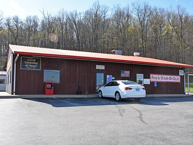 The unassuming exterior of Roy's BAR-B-QUE in Russellville might not stop traffic, but locals know this building houses smoky treasures worth any detour.