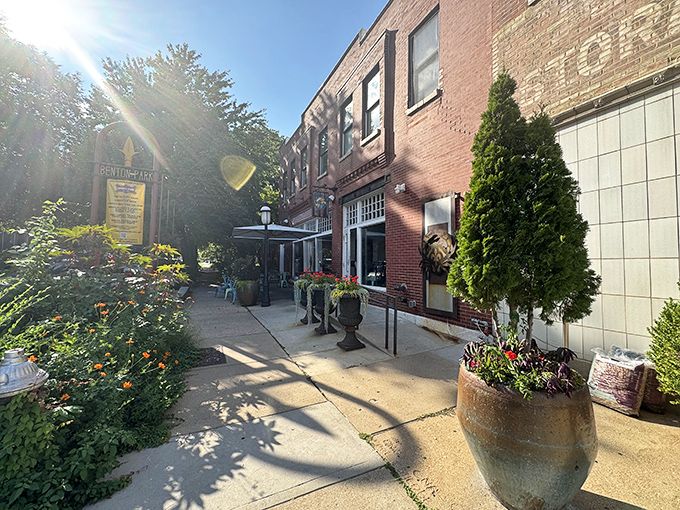 Historic Benton Park provides the perfect backdrop for Peacemaker's culinary magic, where string lights and outdoor seating beckon seafood lovers year-round. 