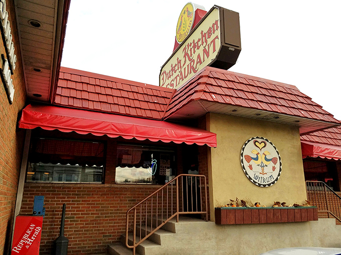 The iconic red roof and Pennsylvania Dutch hex sign welcome you like an old friend. This isn't just a restaurant&mdash;it's a roadside landmark worth the detour.
