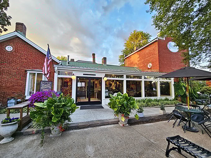 Americana perfected: A brick facade, welcoming porch, and vibrant flowers make Monell's exterior as inviting as your favorite aunt's house&mdash;but with better food.