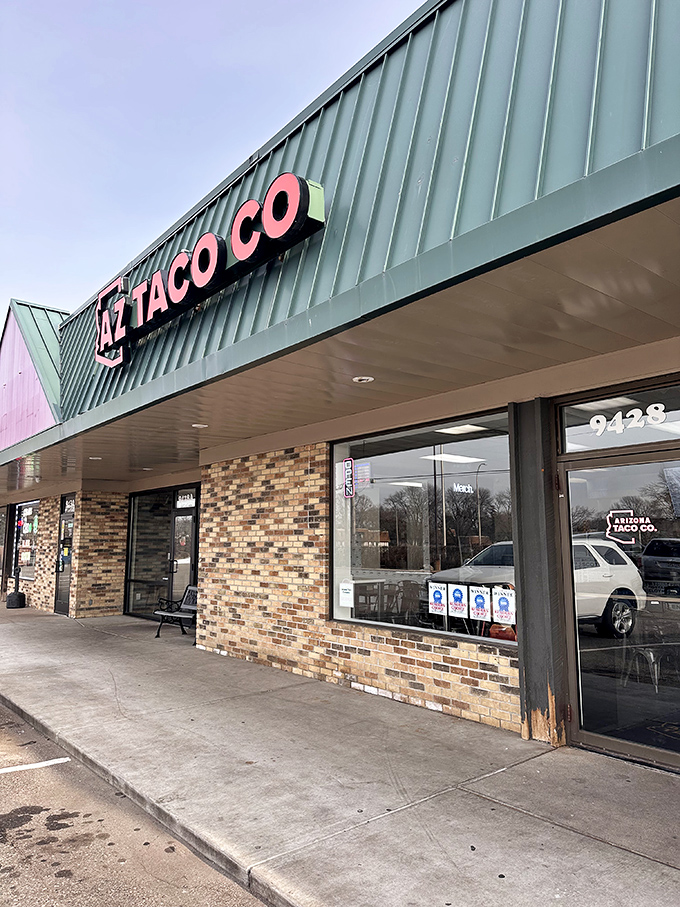 The unassuming exterior of Arizona Taco Co. proves once again that culinary treasures often hide in strip malls, waiting for adventurous eaters to discover them.
