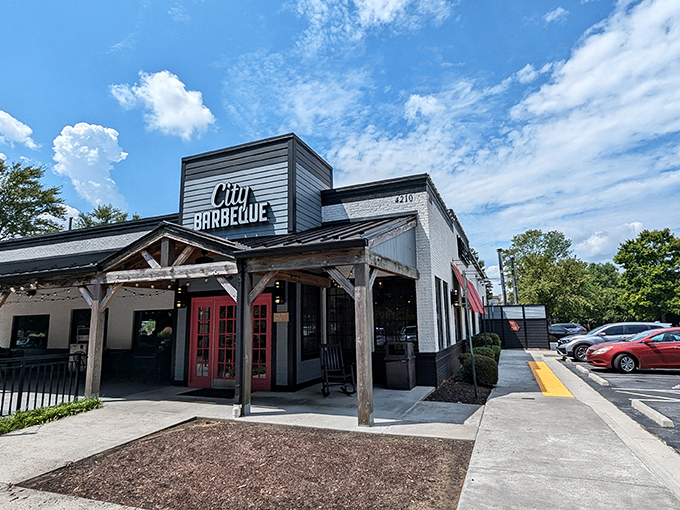 The rustic wooden beams and bright red doors of City Barbeque aren't just inviting&mdash;they're practically a smoke signal to your stomach saying "come hither."