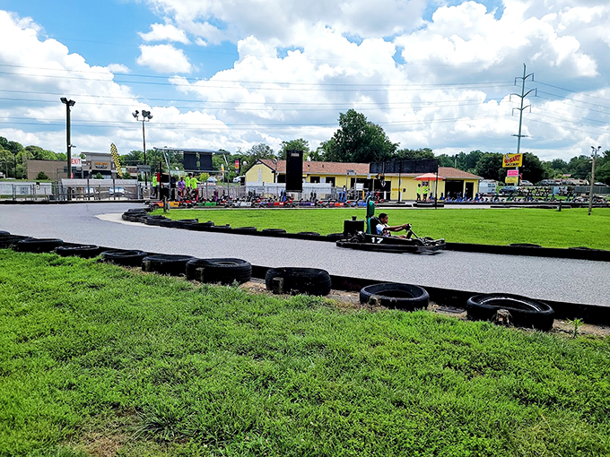 The sun-drenched track awaits its next speed demons, with tire barriers standing guard like patient sentinels against overzealous cornering attempts.