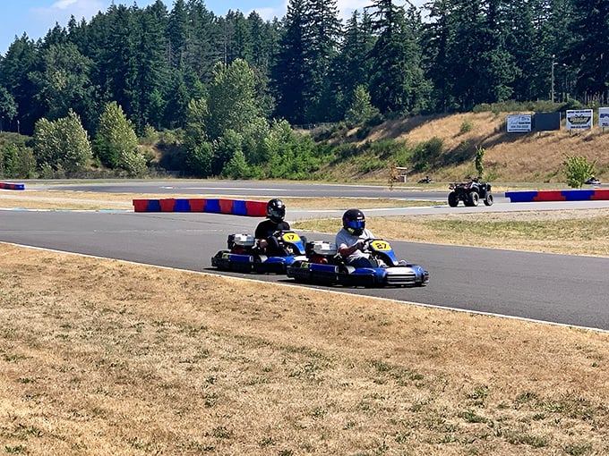 The winding track at PGP Motorsports Park beckons speed enthusiasts with its professional-grade curves and the serene backdrop of Washington's evergreens.