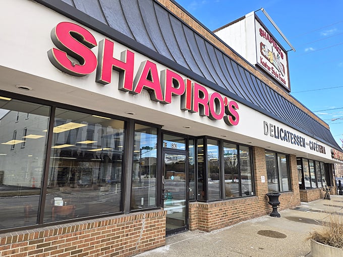 The iconic Shapiro's storefront stands as a beacon of deli excellence in Indianapolis, promising kosher-style treasures within those brick walls.
