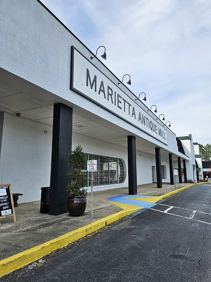 The unassuming exterior of Marietta Antique Mall belies the wonderland of treasures waiting inside. Time travel begins here!