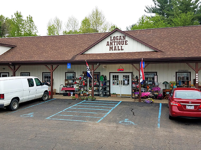 The unassuming exterior of Logan Antique Mall belies the wonderland within. Like finding a portal to the past hiding in plain sight.
