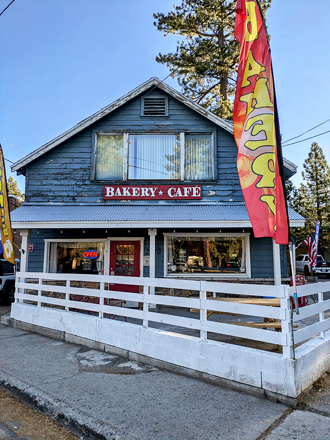 The blue clapboard exterior with turquoise Adirondack chairs isn't just mountain-town charming&mdash;it's a beacon for carb enthusiasts seeking their next sugar high.