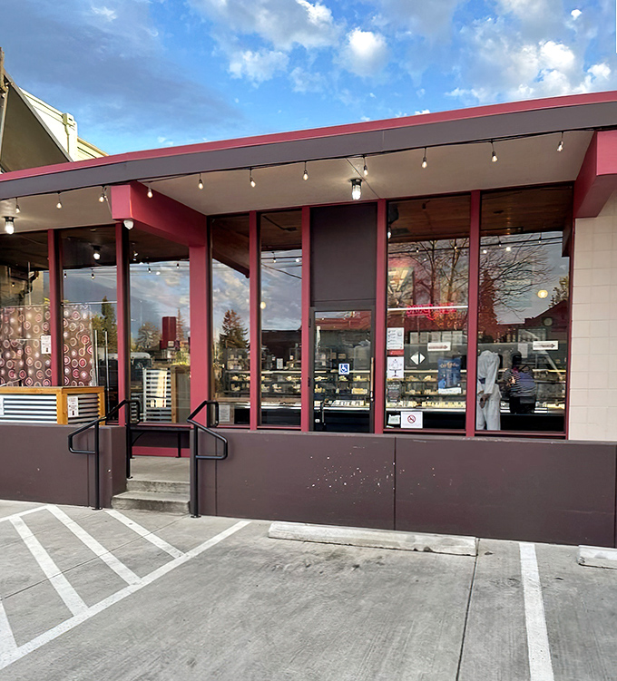 The pale yellow and pink-trimmed fa&ccedil;ade isn't just a storefront&mdash;it's a portal to butter-based happiness in Eugene's culinary landscape.