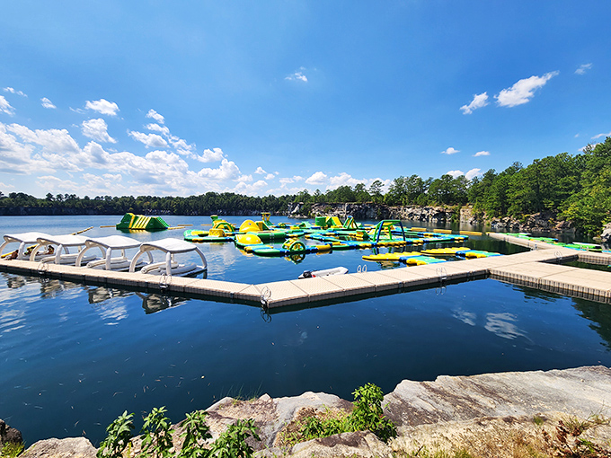 The ultimate summer playground awaits! Fantasy Lake's floating obstacle course transforms an ordinary day into an extraordinary adventure of splashes, laughter, and inevitable wipeouts.