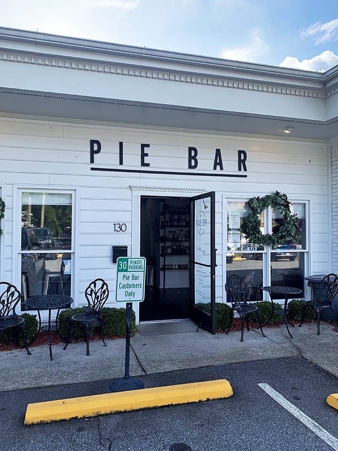 The simple white facade of Pie Bar beckons like a whisper among Woodstock's historic buildings &ndash; pie paradise awaits inside. 