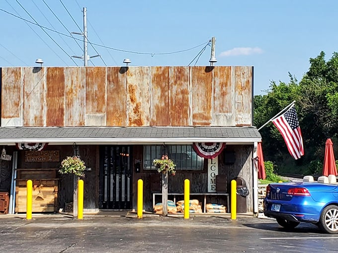 The rusted metal exterior isn't a gimmick&mdash;it's a promise. Authentic barbecue happens behind those weathered walls, where smoke signals spell "paradise."