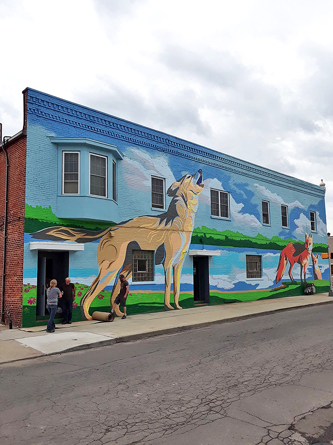 The howling wolf mural might be the first clue that Big Eyed Fish isn't your average corner restaurant. Fort Wayne's blue beacon of comfort food.