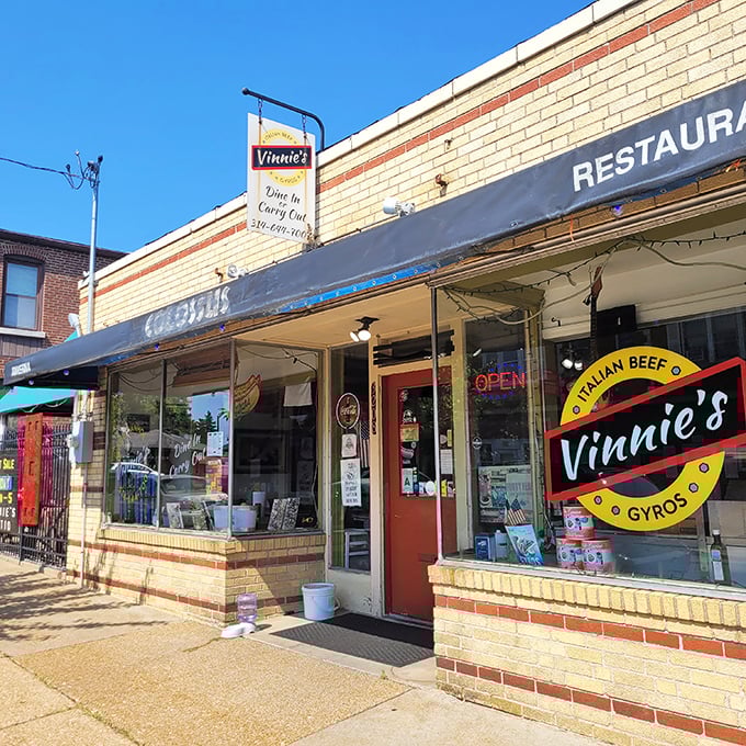 The unassuming brick exterior of Vinnie's promises no frills, just thrills for your taste buds. Sometimes the best food hides behind the simplest facades.