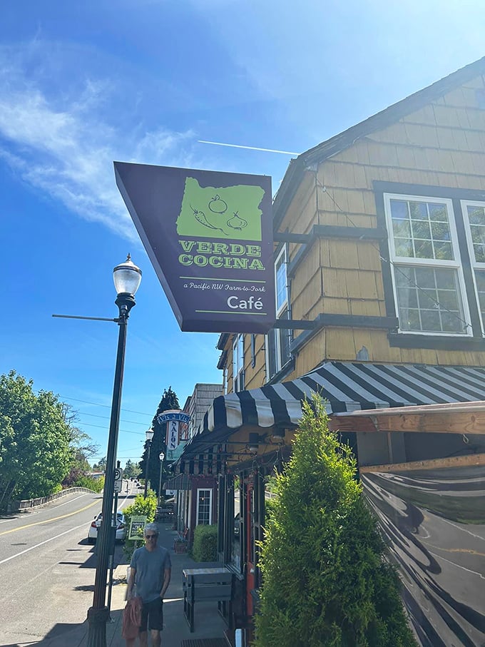 The cheerful yellow exterior of Verde Cocina stands out like a culinary lighthouse on Hillsdale's main drag, beckoning hungry travelers with promises of farm-fresh Mexican cuisine.