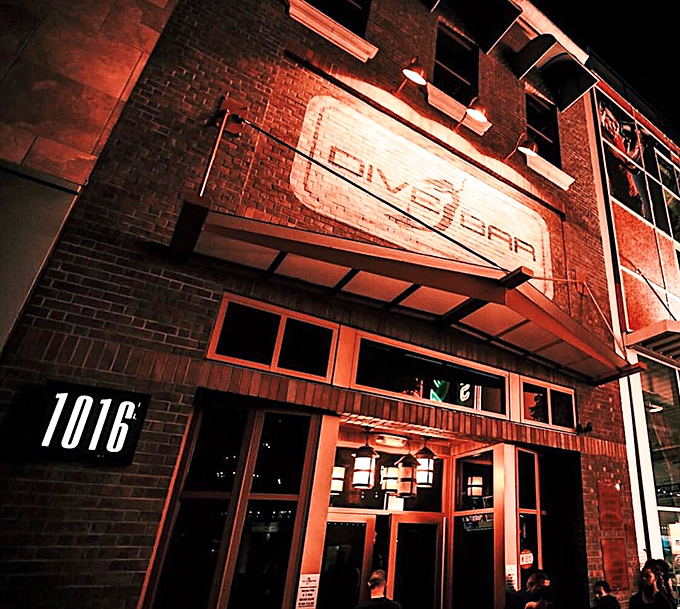 The unassuming brick exterior of Dive Bar belies the underwater fantasy waiting inside. Like finding Narnia in a wardrobe, but wetter.