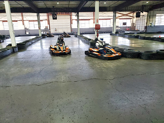 The ultimate playground for speed demons – a sprawling indoor track where rubber meets concrete and adult responsibilities temporarily disappear.