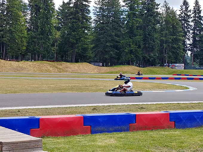 The winding track at PGP Motorsports Park beckons speed enthusiasts with its professional-grade curves and the serene backdrop of Washington's evergreens.
