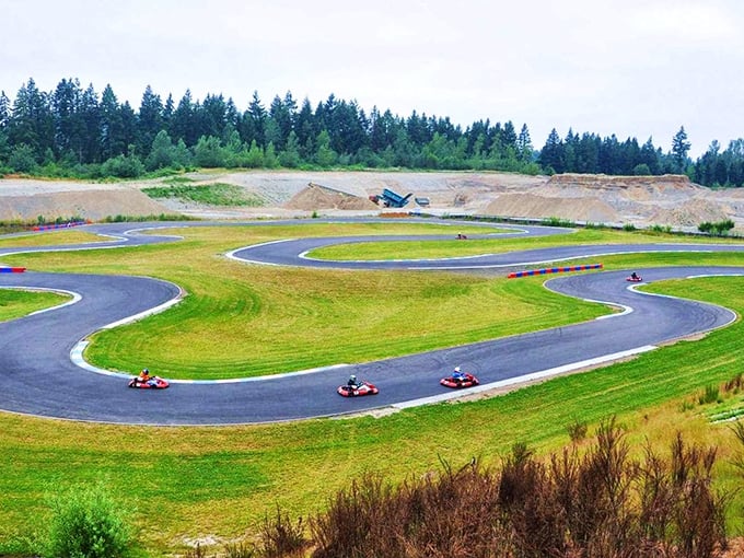 The winding track at PGP Motorsports Park beckons speed enthusiasts with its professional-grade curves and the serene backdrop of Washington's evergreens.