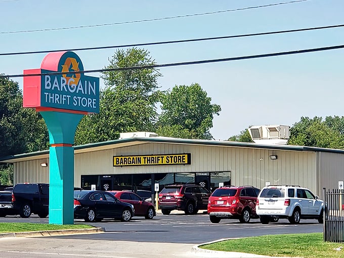 The unassuming facade of Bargain Thrift Store beckons like a siren song to treasure hunters. Behind those glass doors, adventures await.