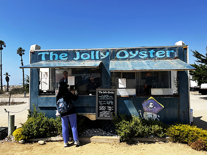 The blue shack that launched a thousand cravings. This unassuming seafood haven on Ventura's shoreline proves paradise doesn't need fancy architecture.