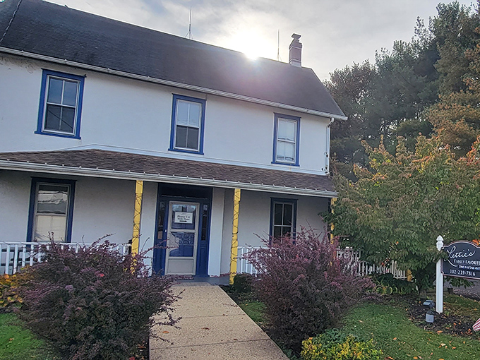 The white farmhouse that houses Lettie's Kitchen stands as a beacon of comfort food in Hockessin, complete with its signature rooster sentinel standing guard.